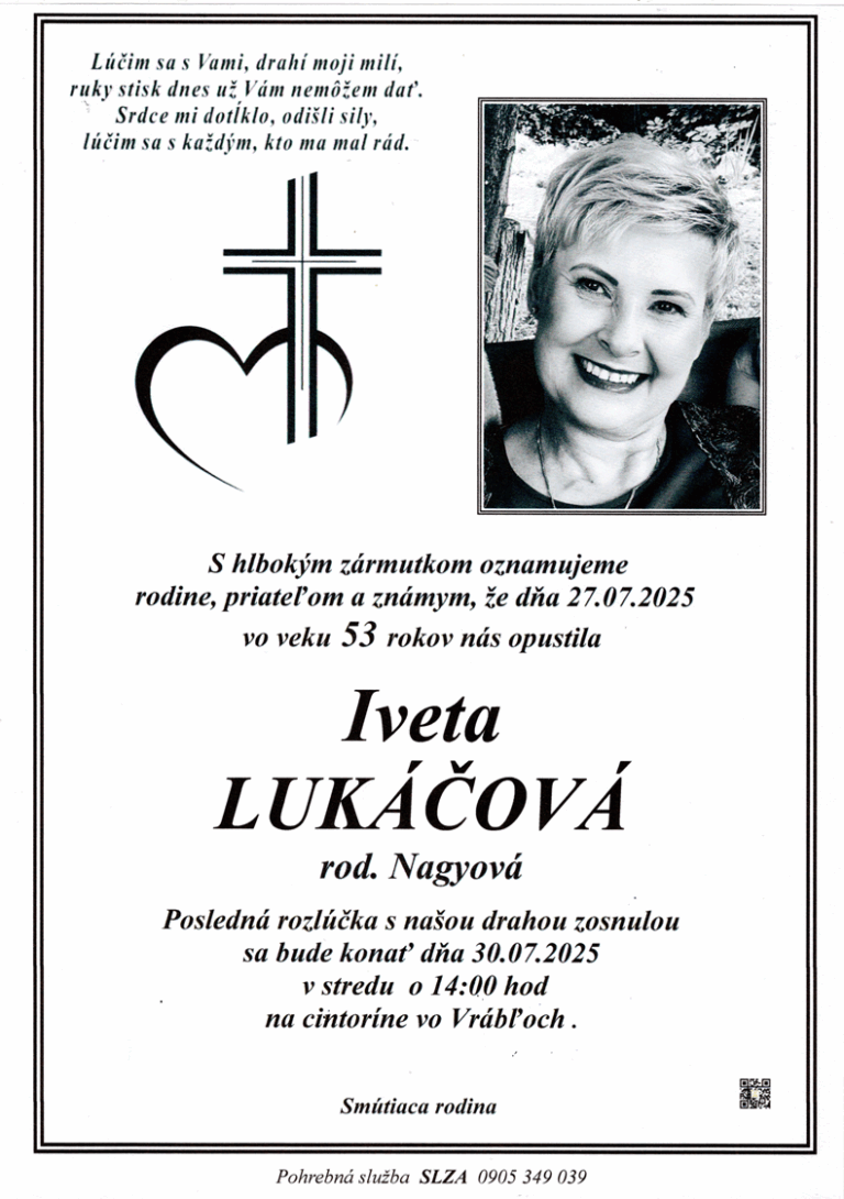 Smútočné oznámenia - SLZA